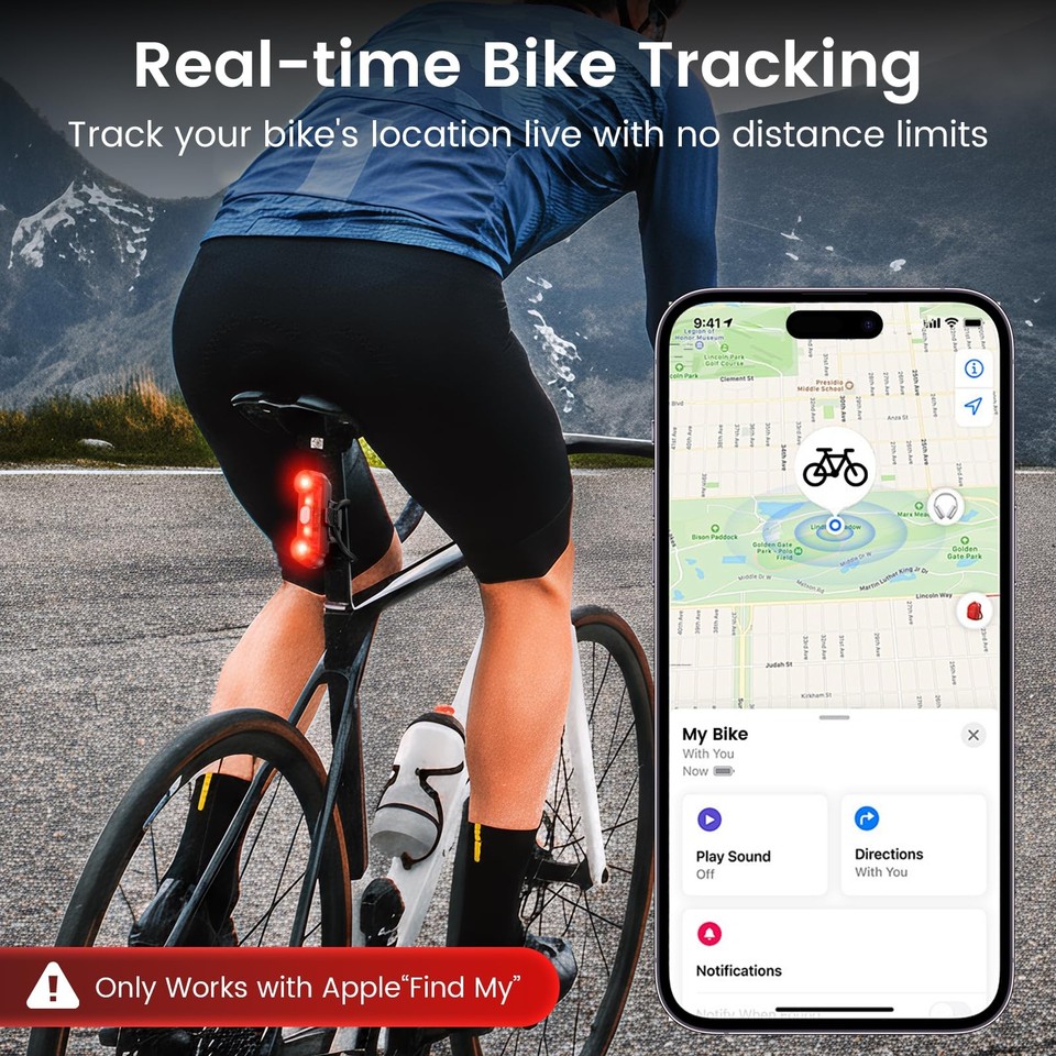 Bike Tail Light with Bike Tracker, GPS Real-Time Track (iOS Only, Work with A... | eBay