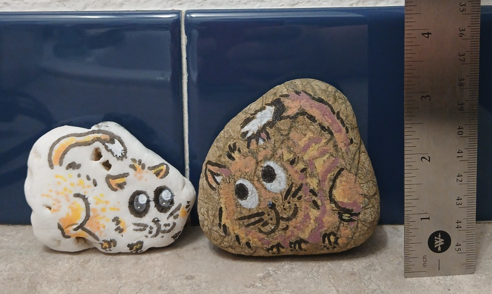 Pet Rocks Hand Painted Rock Art Gag Gift Cats | eBay