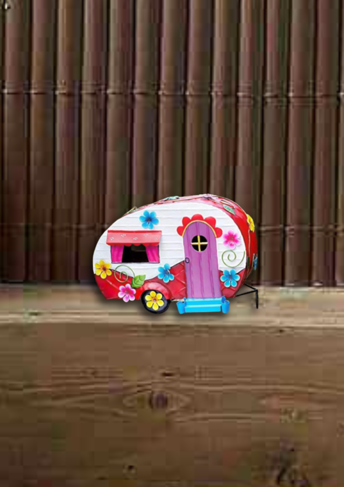 Large Flower Caravan Ornament Garden Metal Novelty Outdoor Statue ...