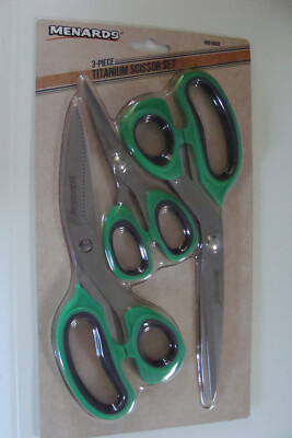 Menards 3 piece Stainless Steel Blade Titanium Scissors Set 9" 8" 5.25 ...