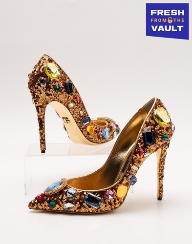 RRP €1250 DOLCE & GABBANA Sequins Court Shoes US9 UK6 EU39 Rhinestones ...