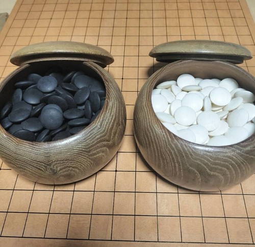 Go-Board Goban & Go Stone&Bowl SET IGO Game Vintage Old Japanese , Free ...