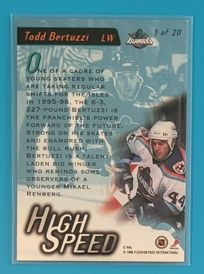 1995-96 Fleer Ultra Extra High Speed #3 Todd Bertuzzi New York ...