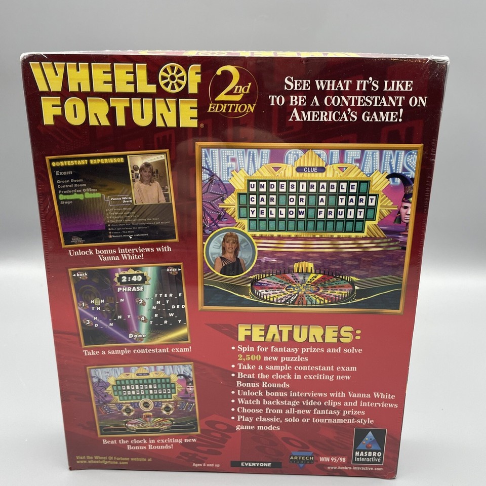Wheel of Fortune 2nd Ed PC 2000 Hasbro Computer Video Game Win 95/98 ...