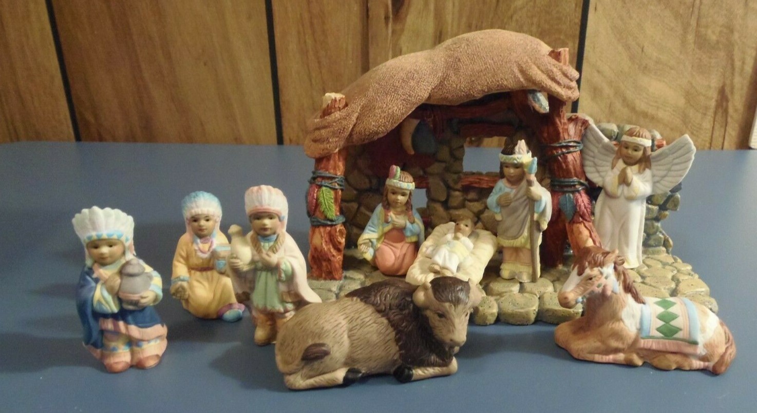 10 Piece Native American Nativity Set - Holiday Time - Porcelain ...