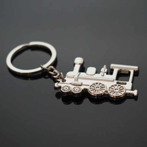 Train Engine Chrome Silver Metal Steam Locomotive Keyring Keychain Key ...