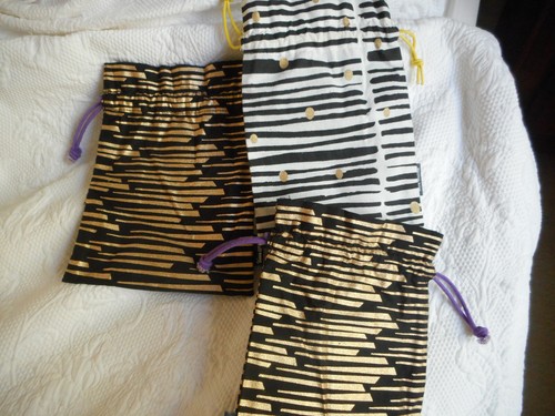 3 drawstring bags VERVE CULTURE 6 1/2 x 9 inches GORGEOUS/HIGH QUALITY ...