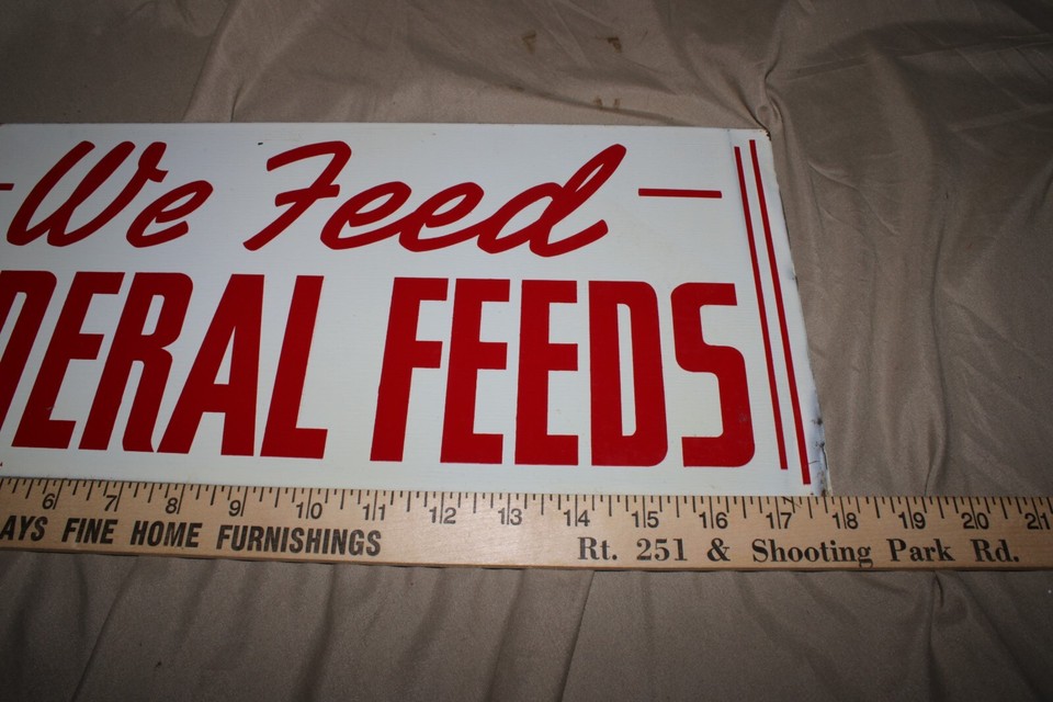 Vintage We Feed Federal Feeds Metal AG Sign Newton Iowa 18" x 8" | eBay