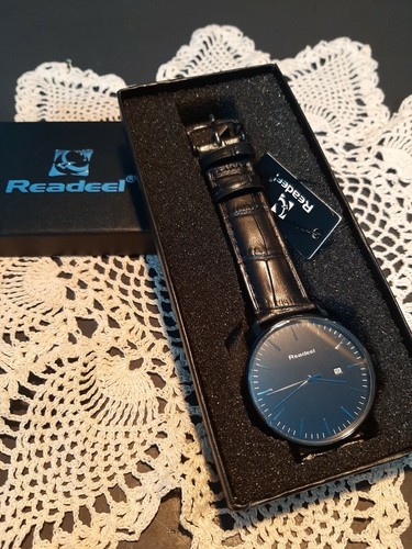 MENS WATCH BY READEEL BLACK LEATHER BAND date DISPLAY New in box | eBay