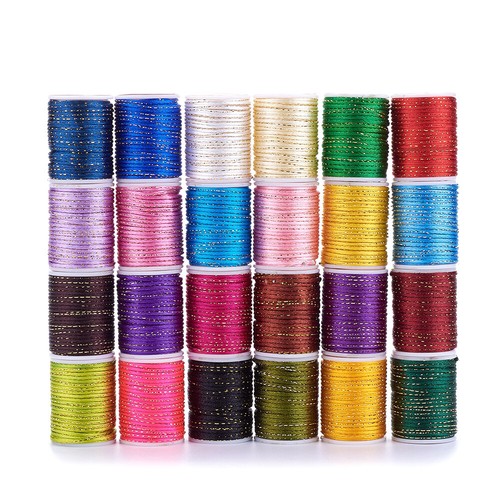 10 Roll Polyester Cord Gold Metallic Cord DIY Jewelry Craft Threads ...