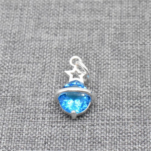 2pcs of 925 Sterling Silver Planet Star Charms w/ Blue CZ for Necklace ...