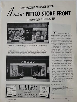 1935 Pittco Pittsburgh plate glass Sach's Drug Store drugstore ...