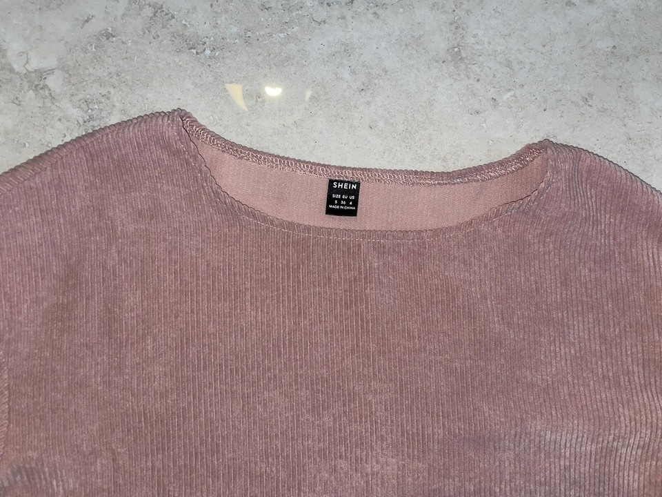 Women’s Shein Dusty Rose Corduroy Feel Long Sleeve Top Size S | eBay