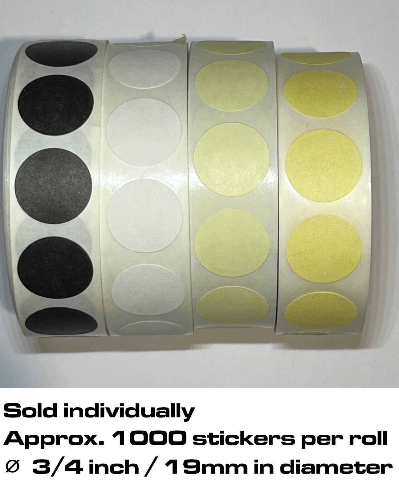 3/4" 19mm Self-Adhesive Target Pasters QTY: 1000/roll Black White Buff ...