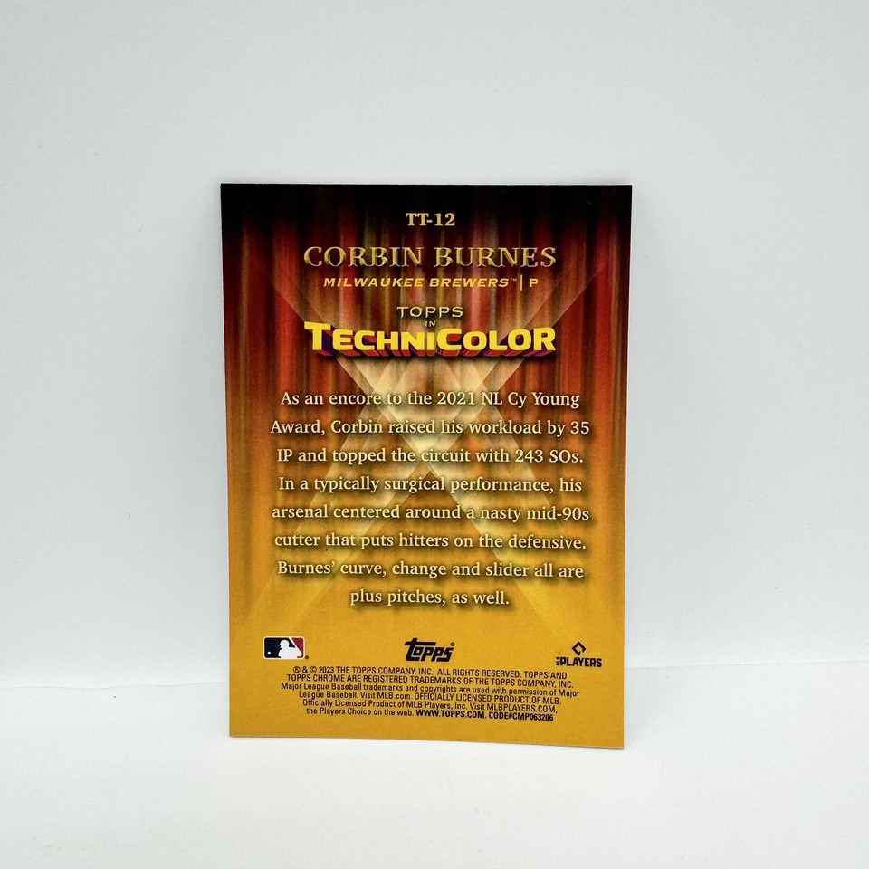 2023 Topps Chrome Corbin Burnes Technicolor Insert MLB Trading Card #TT ...