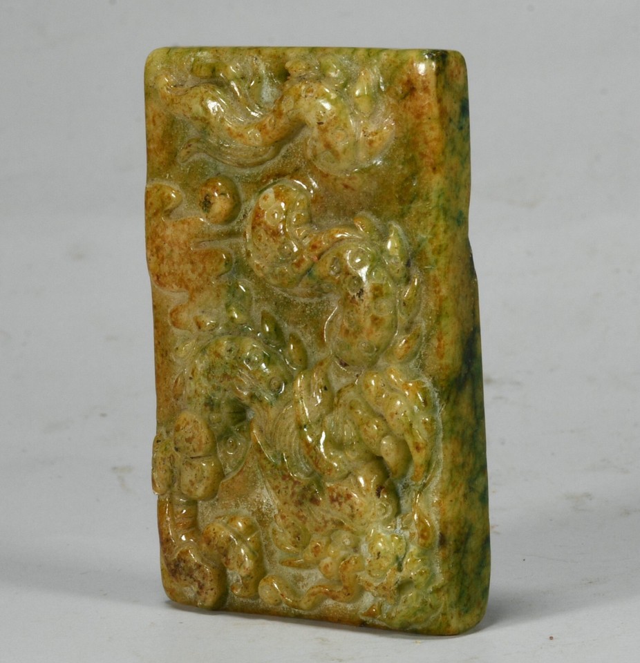 2.3" Chinese Hongshan Culture Old Jade Carved Dragon Loong Beast token ...