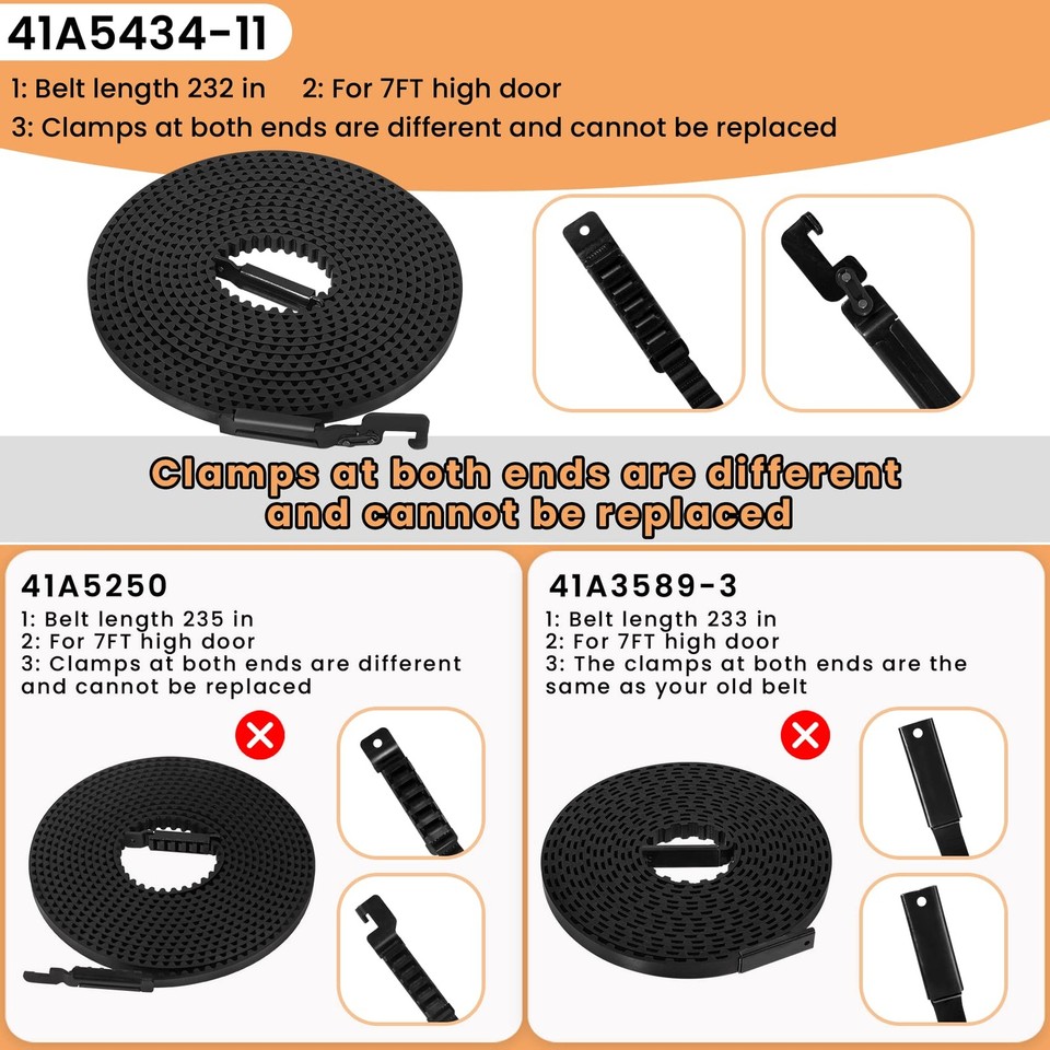 41A5434-11 Garage Door Opener Drive Belt Compatible Models 41A5483-4B ...