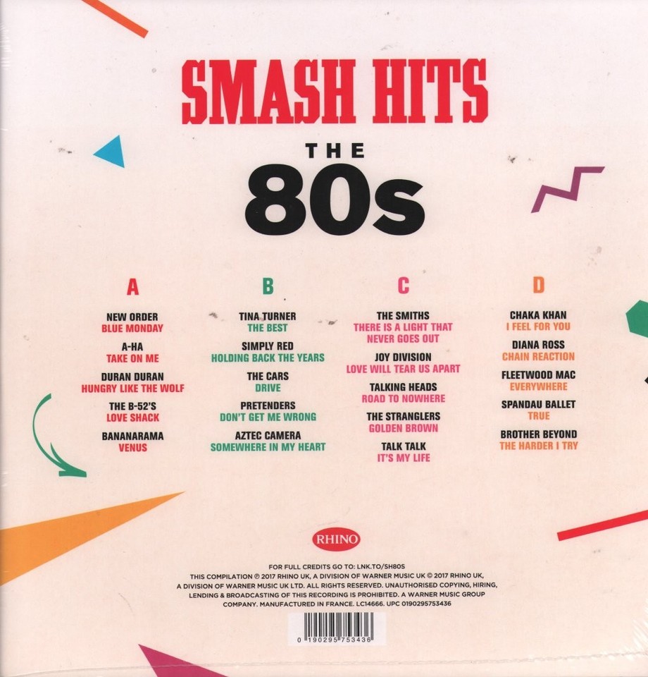 Various Artists Smash Hits the 80s double LP vinyl Europe Rhino 2024 ...