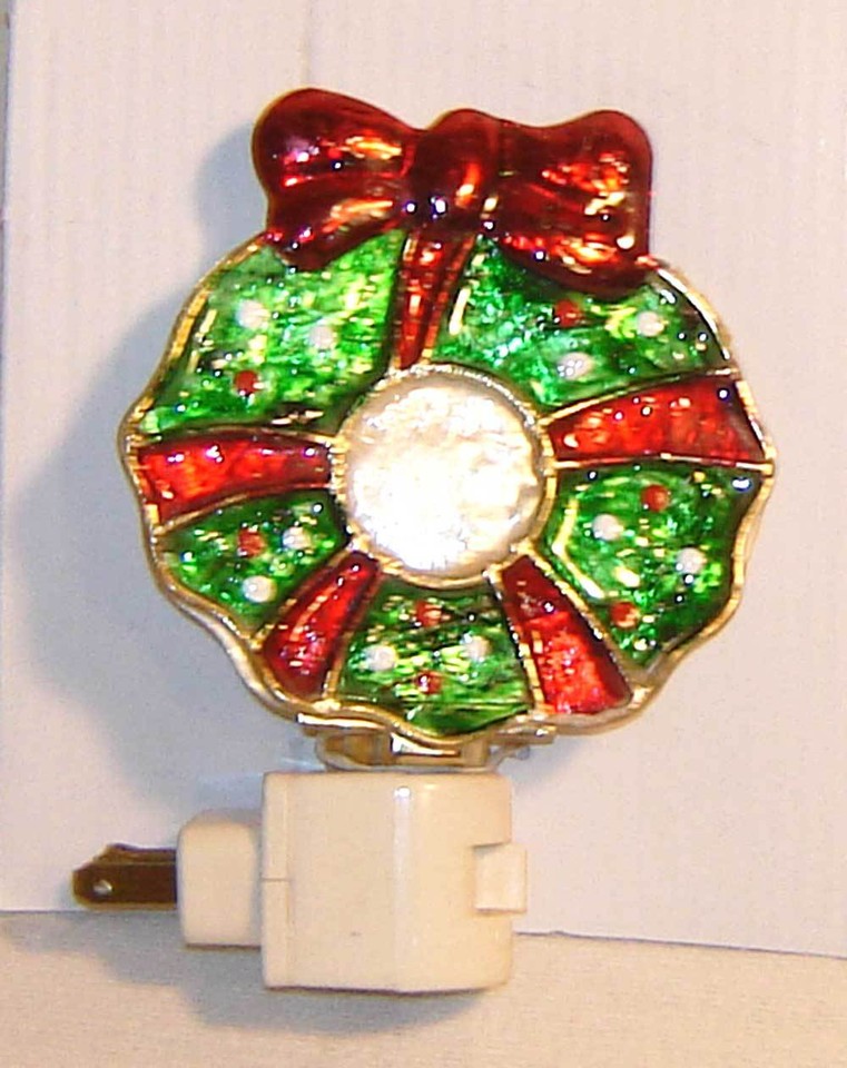 CHRISTMAS WREATH PEARL CAPIZ SHELL NIGHT LIGHT LAMP CHRISTMAS NEW YEAR ...