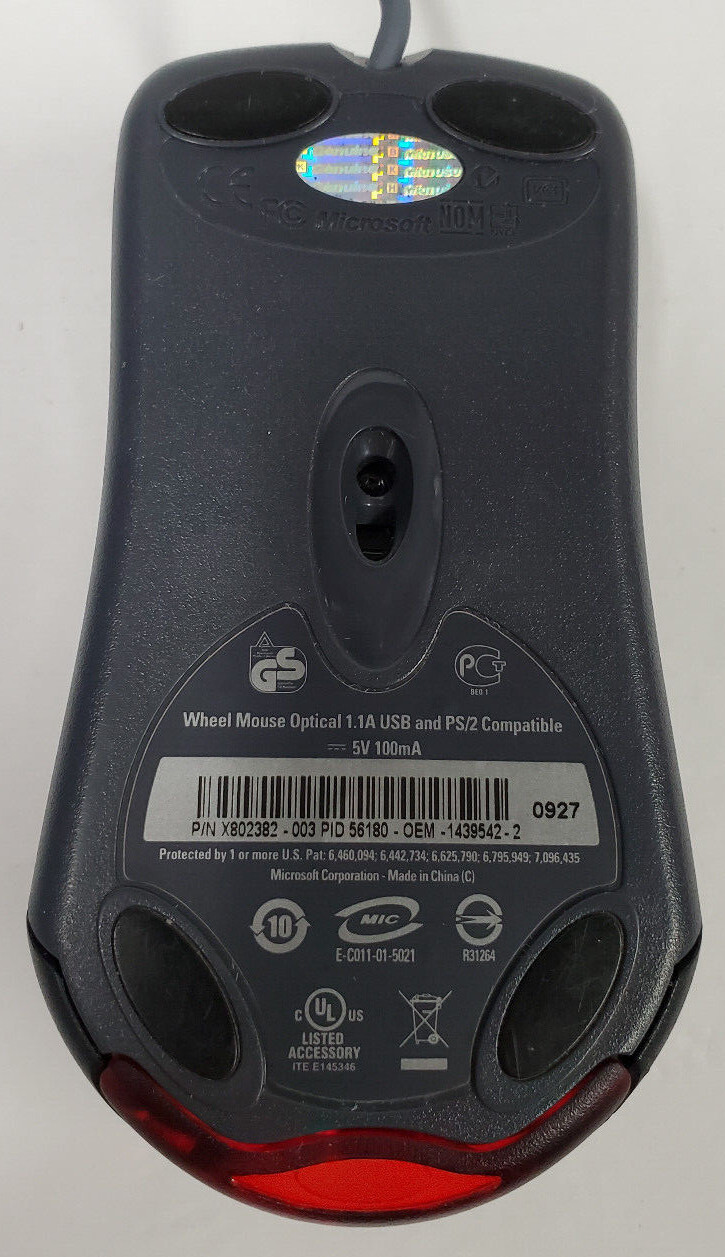 Microsoft Wheel Mouse Optical USB Ps2 Black 3 Button X802382 for sale ...