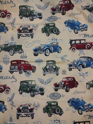 VIP MAN FABRIC - CLASSIC AUTOMOBILES - 100% COTTON FABRIC *4 YARDS* | eBay