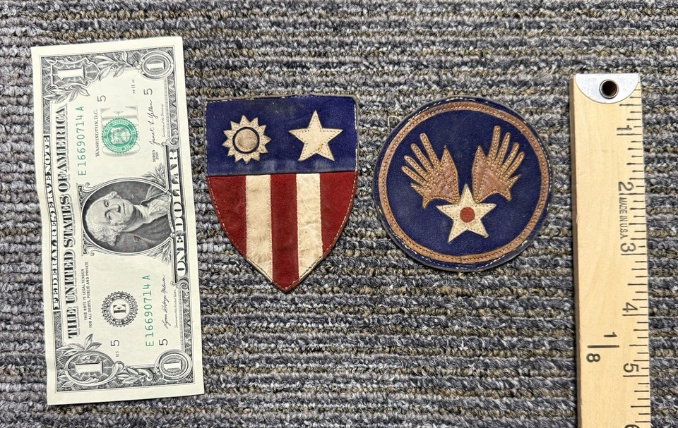 WW2 CBI Theater made Pair of Insignias for A-2 Flight Jacket Leather ...