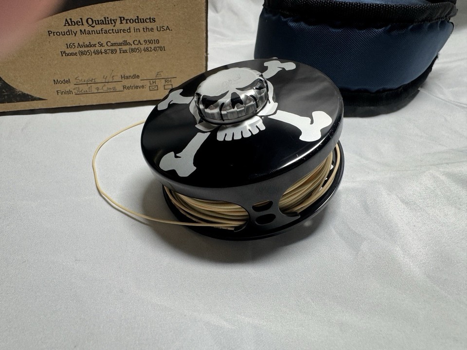 Abel Skull And Crossbones Super 4/5 Fly Fishing Reel Rare!!! | eBay