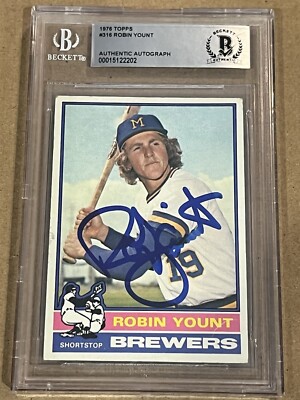 ROBIN YOUNT AUTO SIGNED 1976 TOPPS CARD 2ND YEAR AWESOME BOLD SIGNATURE ...