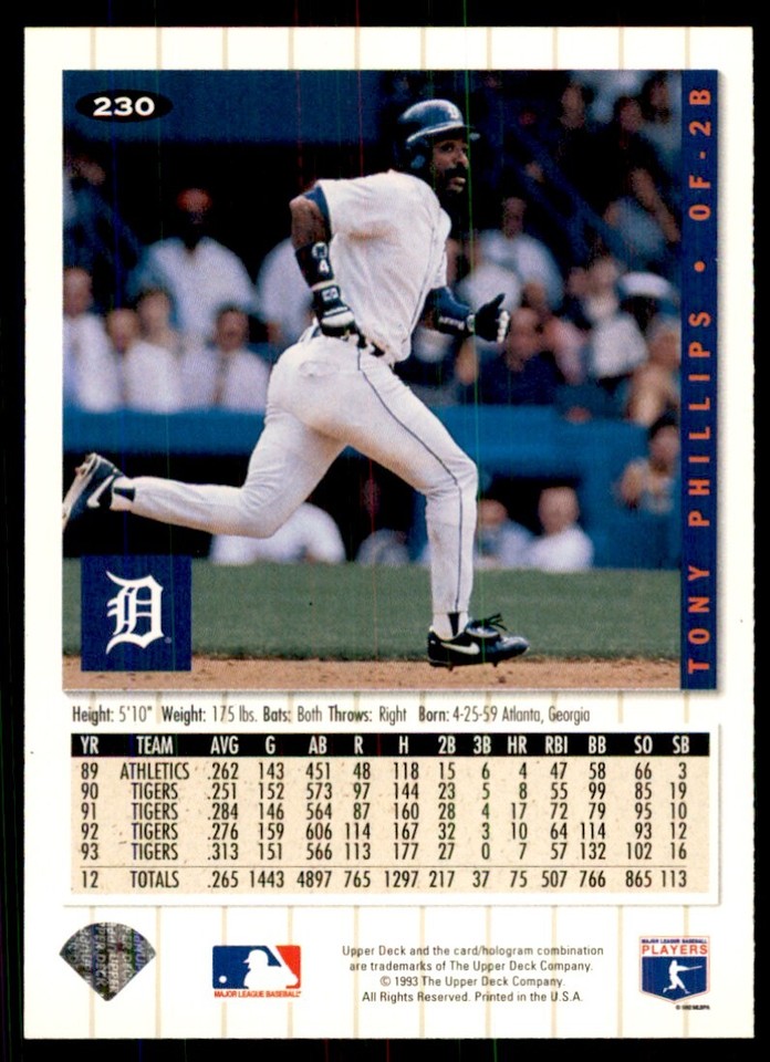 1994 Upper Deck Tony Phillips Baseball Cards #230 | eBay