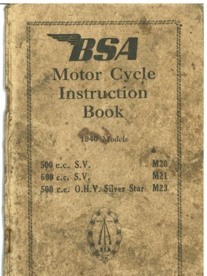 BSA Motorcycle Motorbike M20 & M23 500cc M21 600cc Operators ...