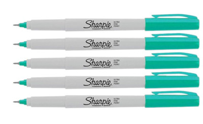 Sharpie Permanent Markers Ultra Fine Point, Aqua 5 CT + Mint 5 CT ...