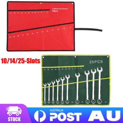 25 Pockets Canvas Spanner Wrench Tool Roll Up Storage Bag Organizer ...