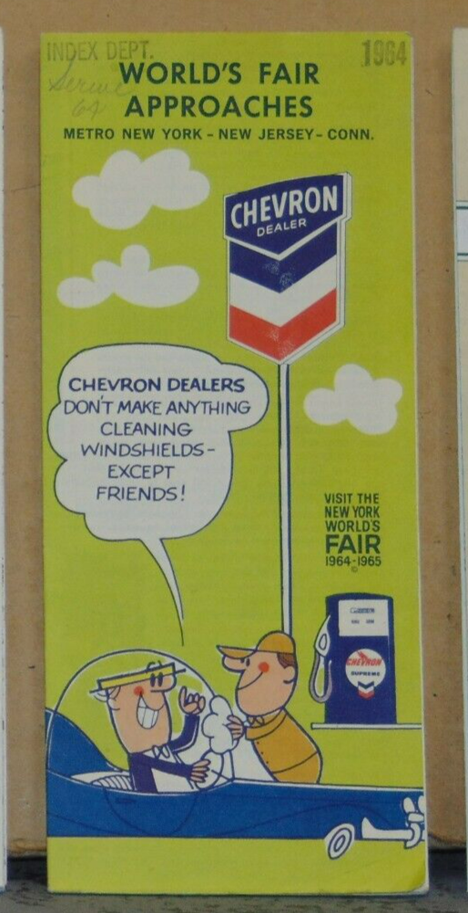 1964 Chevron Road Map of the World's Fair Approaches for New York World ...