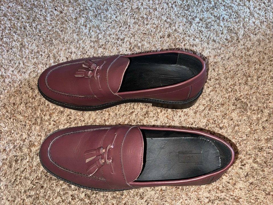 Urban Outfitters Merlot Red Brown Tassel Trim Leather Dress Shoes ...