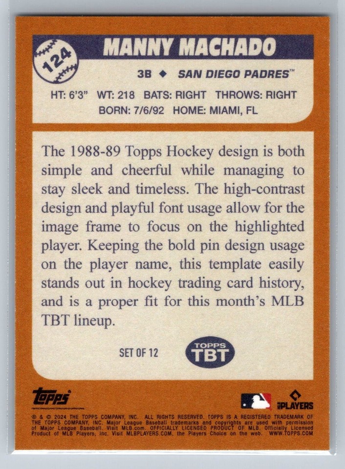 2024 Topps Throwback Thursday Set 42 1988-89 Topps Hockey #124 Manny ...