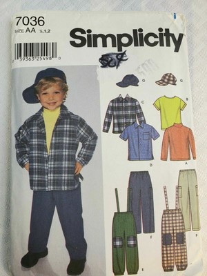 Simplicity 7036 Toddlers Hat Top Knit Shirt Pants w/ Detach Suspenders ...