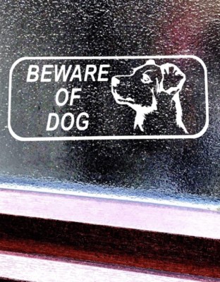 Beware of Dog Vinyl sticker, Decal , WINDOW WARNING SIGNS, Dog Owners ...