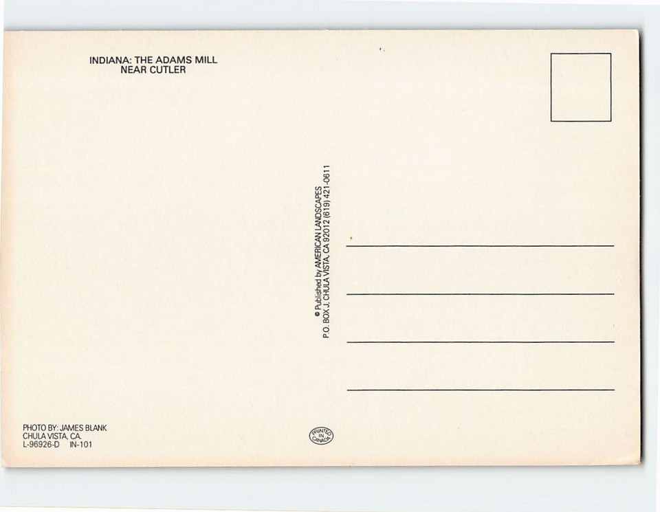 Postcard The Adams Mill Near Cutler Indiana USA | eBay