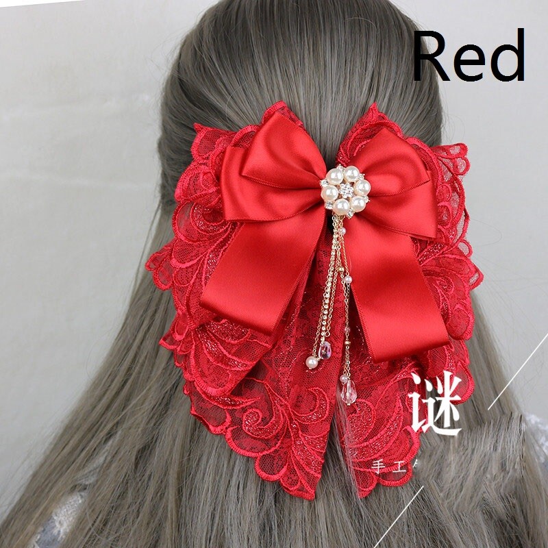 Red Lace Hair Bow