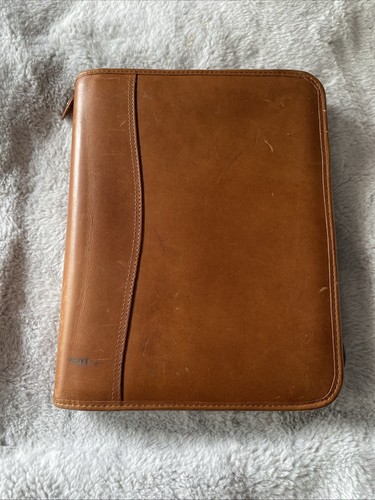Daytimer Planner Brown Leather Zip Planner Classic Size Organizer ...