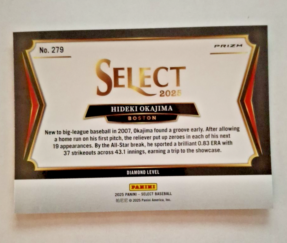 Hideki Okajima - 2025 Panini Select Silver Diamond Level Boston | eBay