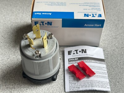 NEW Eaton Arrow Hart 9965C Gray Heavy Duty Twist-Lock Plug 20A 3P 3W ...