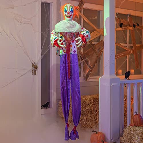 Life-Size Animatronic Scary Talking Clown Animated LED Eyes Sounds ...