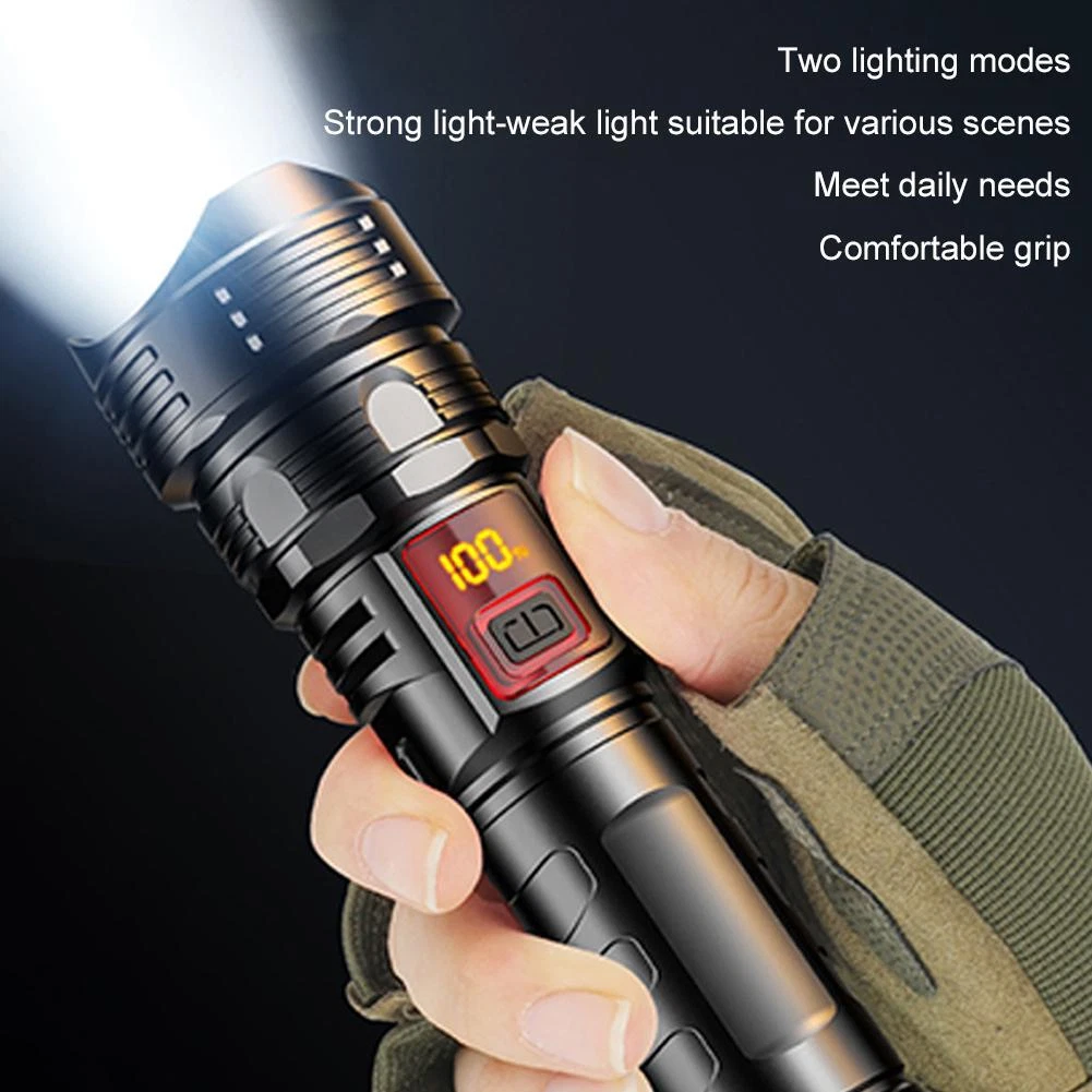 Rechargeable LED Flashlight Tactical Police Super Bright Torch Zoomable ...