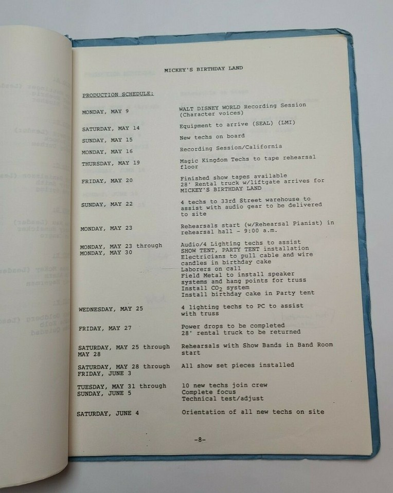 MICKEY'S BIRTHDAY LAND / 1988 Live Show Script, Magic Kingdom Walt ...