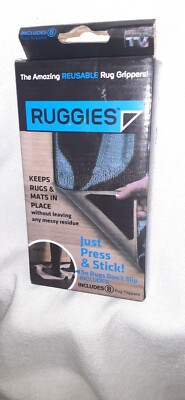 8 pcs Ruggies Rug Grippers Carpet Mat NON SLIP SKID Reusable Washable ...