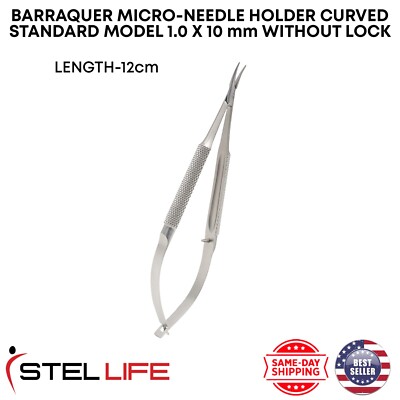 Barraquer Micro Needle Holder Standard Curved 12 cm Ophthalmic Eye ...