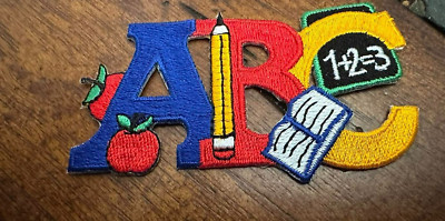 ABC School themed Iron On Patch Applique 1.75" h x 3.5" w ~ pencil book ...