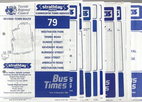 Tayside (Stagecoach/Strathtay) Scottish Bus Timetables Bundle (10) 1989 ...