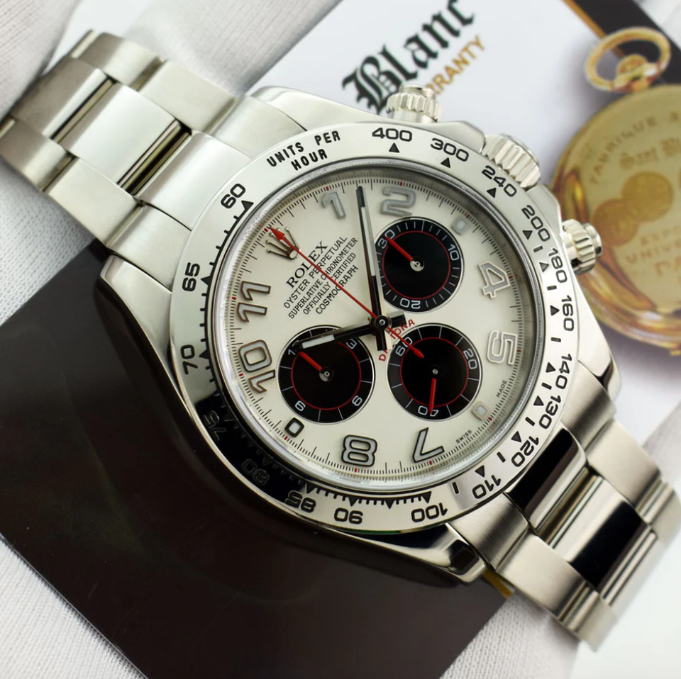 ROLEX White Gold Daytona Panda Dial Red Hands Model 116509 SANT BLANC ...